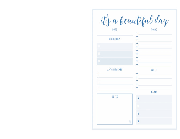 Daily Planner Blue Template | PDF