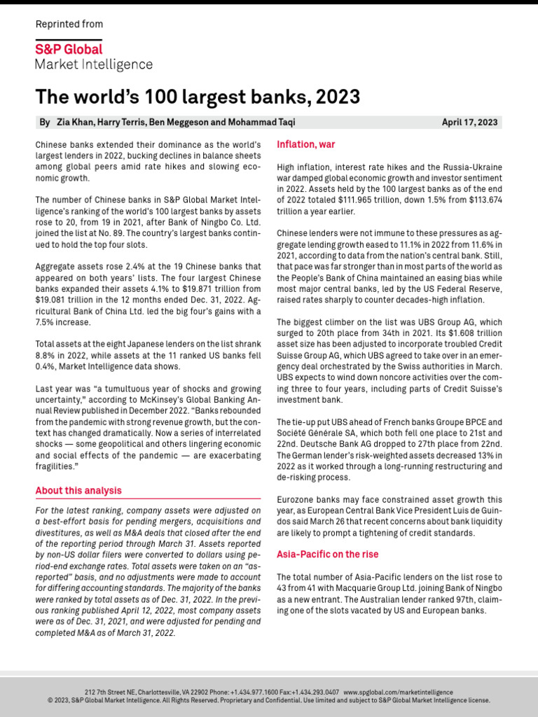 World Largest Banks 2023 | PDF | Banks | Ubs