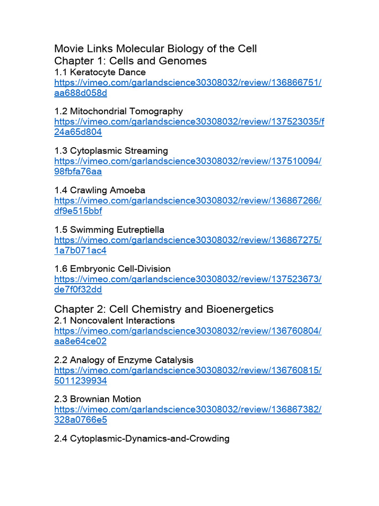 Movie Links Molecular Biology of the Cell | PDF | Microtubule | Lipid ...