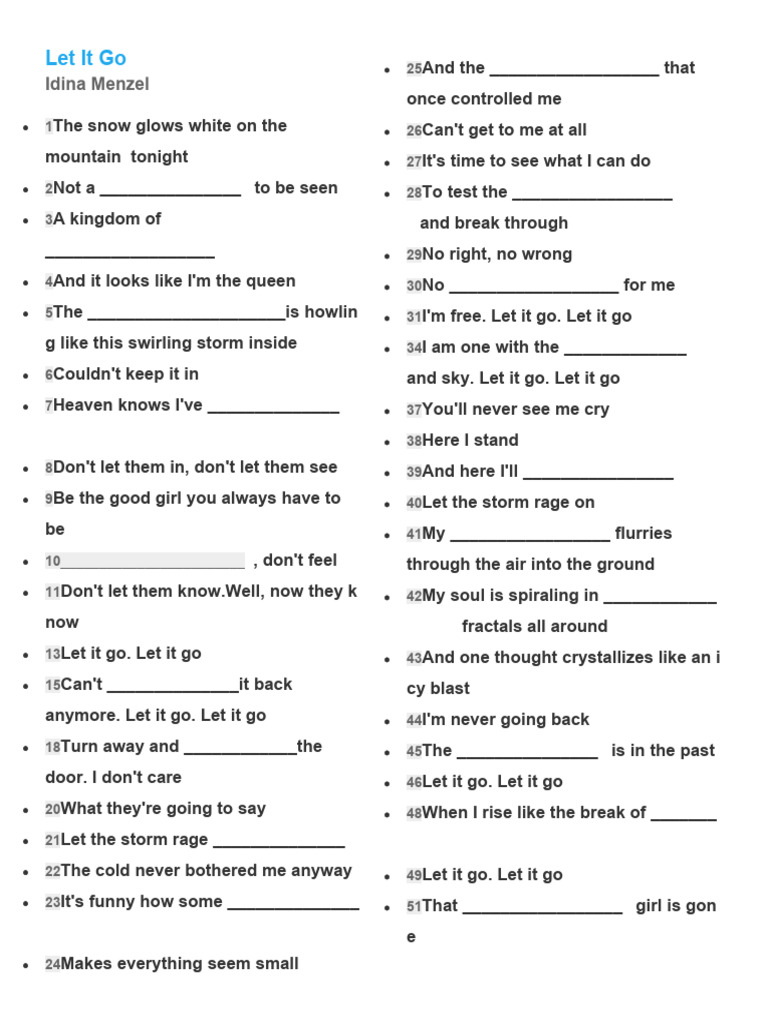 Let It Go - Song | PDF
