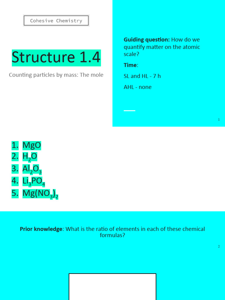 Structure 1.4 - Counting Particles by Mass the Mole | PDF | Mole (Unit ...
