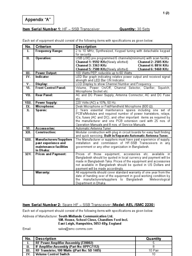 HF SSB Transceiver Specifications and Pricing | PDF | Power Supply ...