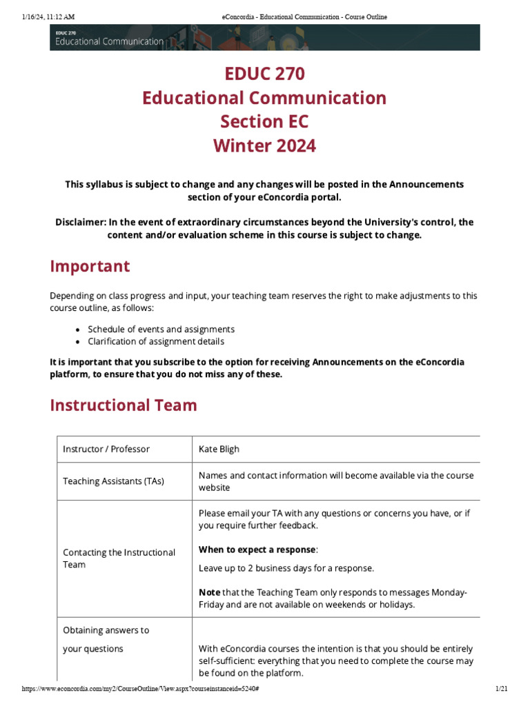 EDUC 270 Syllabus | PDF | Peer Review | Plagiarism
