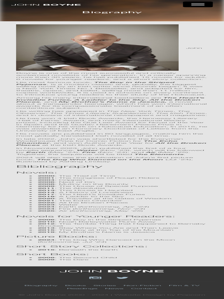 Biography - John Boyne | PDF | Young Adult | Classics