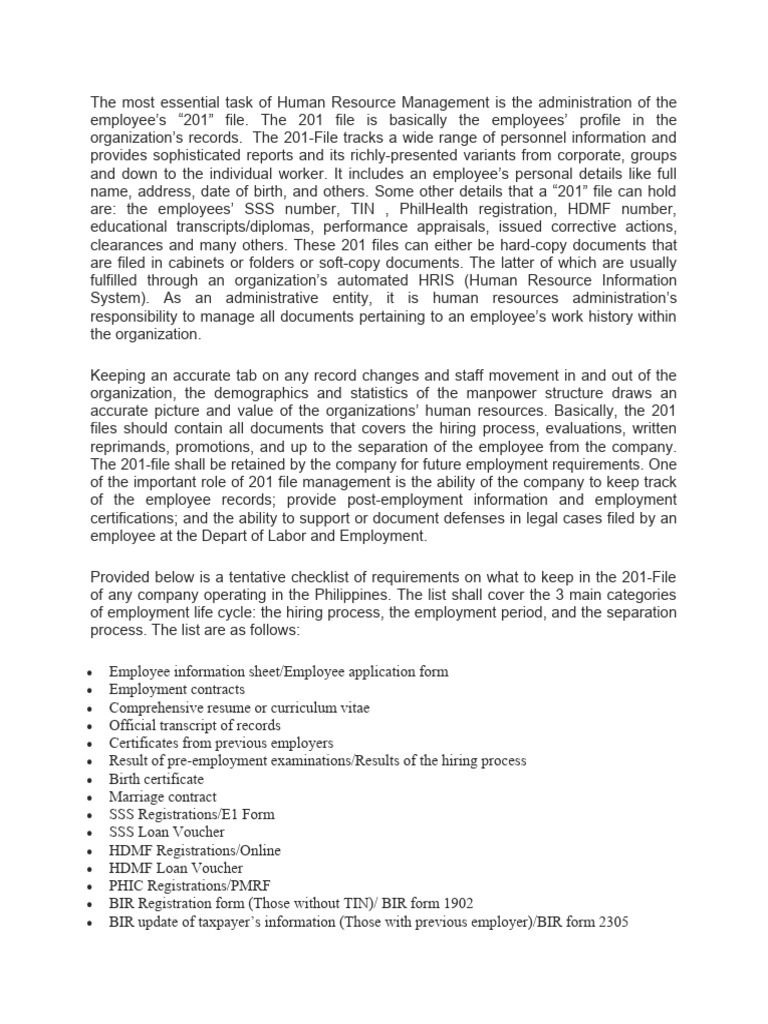 201 Files For Private Firm | PDF | Employment | Human Resources