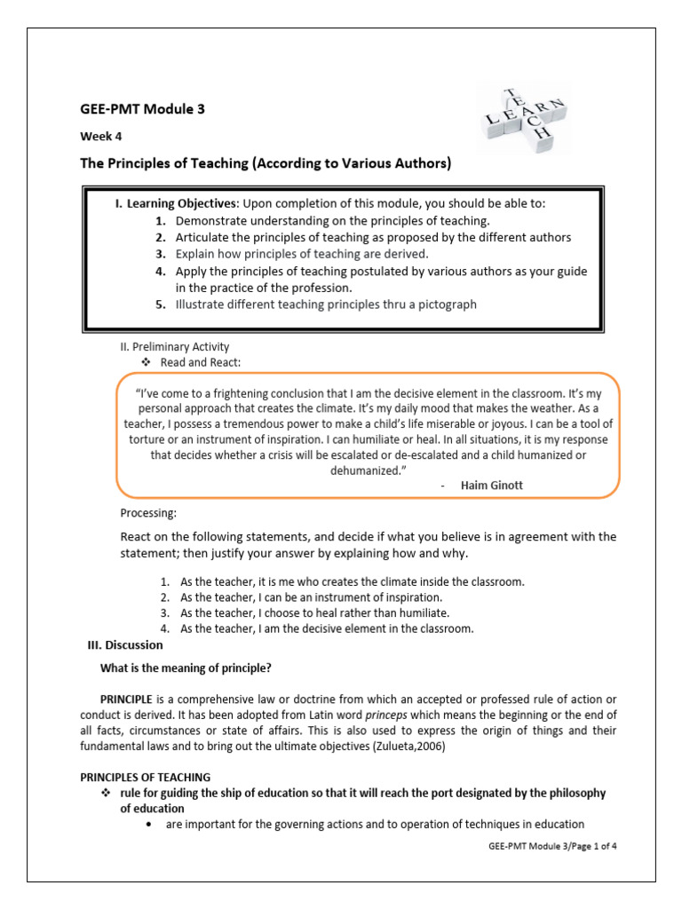 GEE PMT Module 3 | PDF | Learning | Teachers