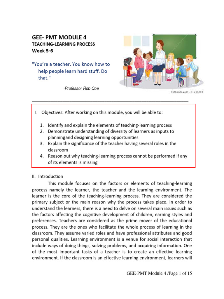 GEE PMT Module 4 | PDF | Learning | Teachers