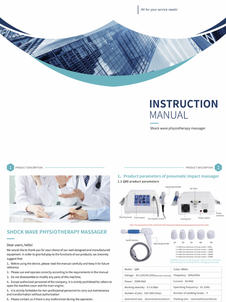 Pneumatic Shockwave Therapy Machine q80 | PDF