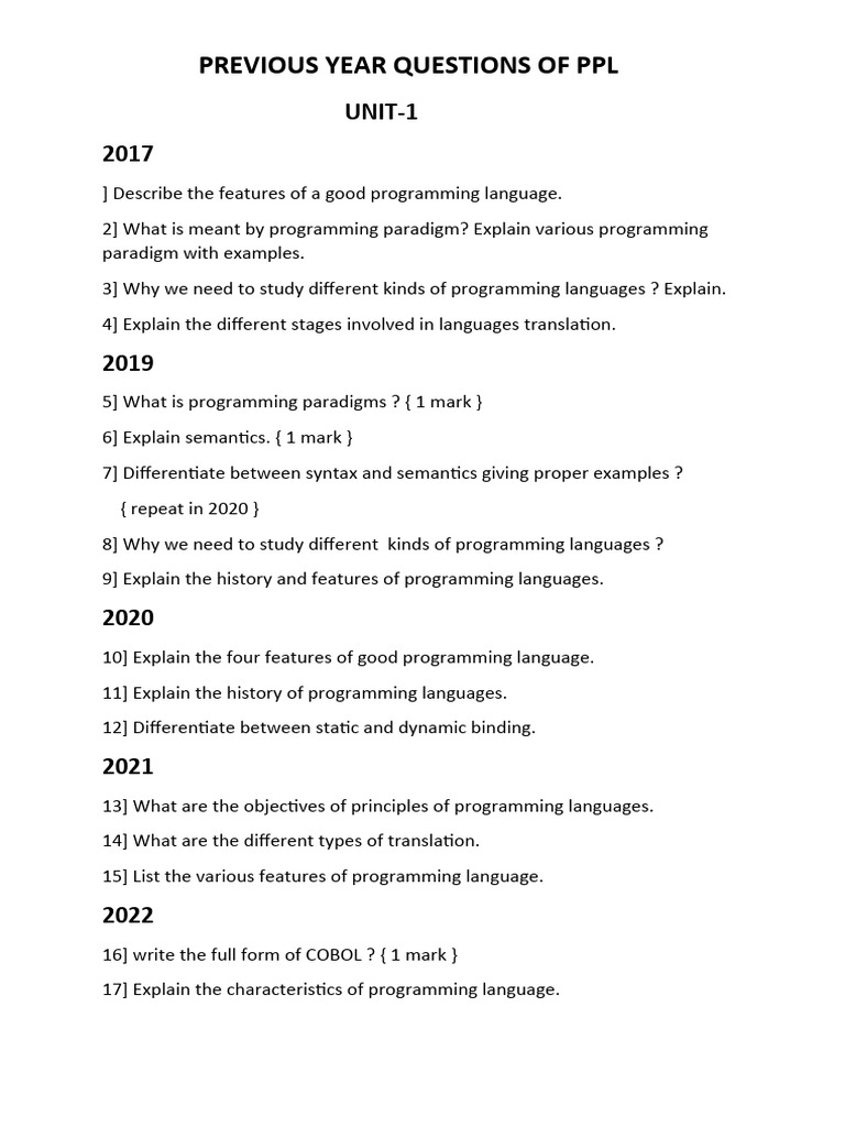 Previous Paper of PPL | PDF | Programming Language | Scope (Computer Science)