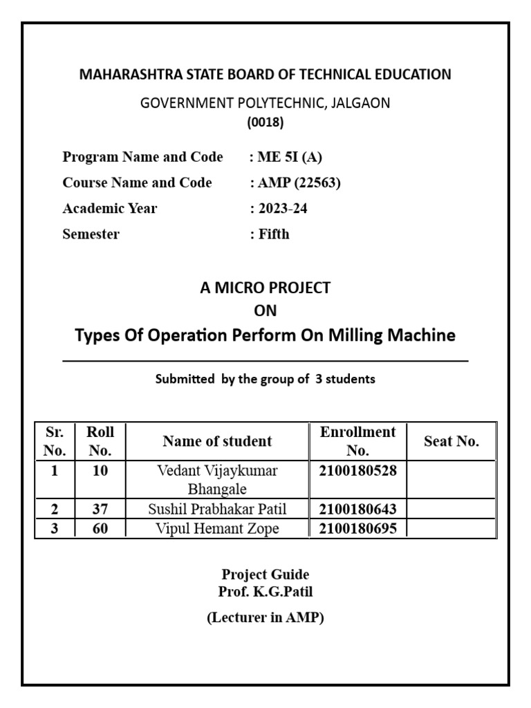 AMP Microproject | PDF | Machining | Mechanical Engineering
