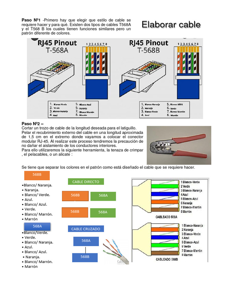 Configuración de Cable UTP: T568A y T568B | PDF | Ingenieria Eléctrica