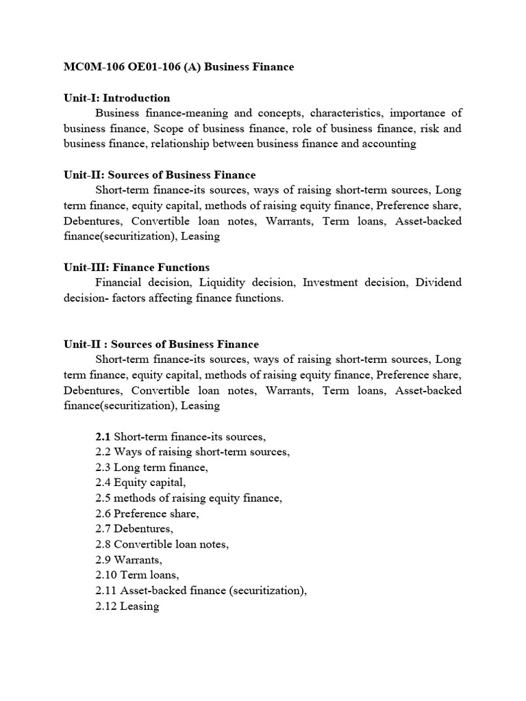 Unit-II Sources of Business Finance | PDF | Stocks | Dividend
