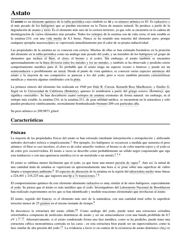 Astato | PDF | Ciencias fisicas | Elementos químicos