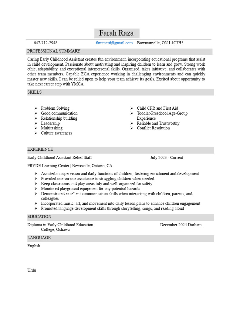 resume-farah raza | PDF