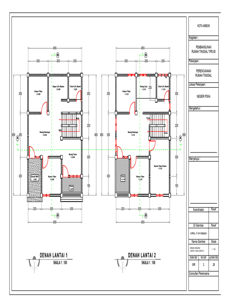 2.DENAH GEDUNG LANTAI 1 DAN LANTAI 2 | PDF