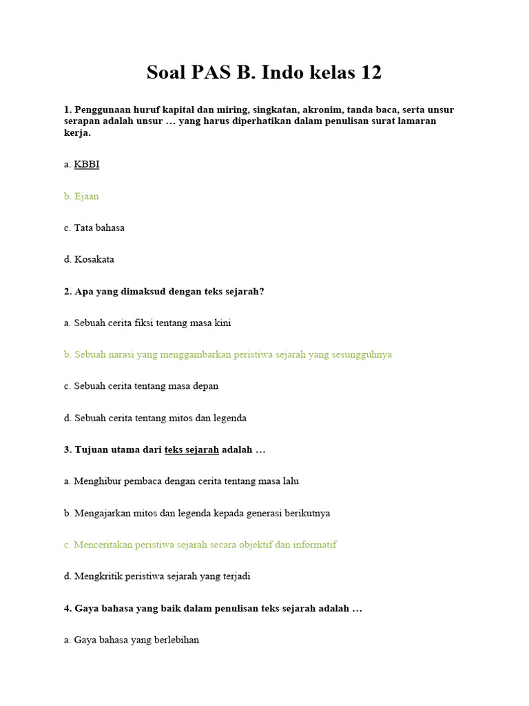 PAS B. Indo Kls 12 SEMESTER 1 | PDF