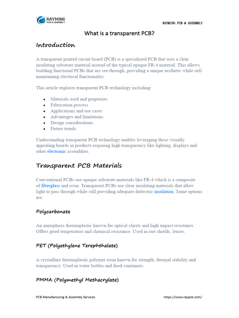 What Is A Transparent PCB | PDF | Printed Circuit Board | Thermoplastic
