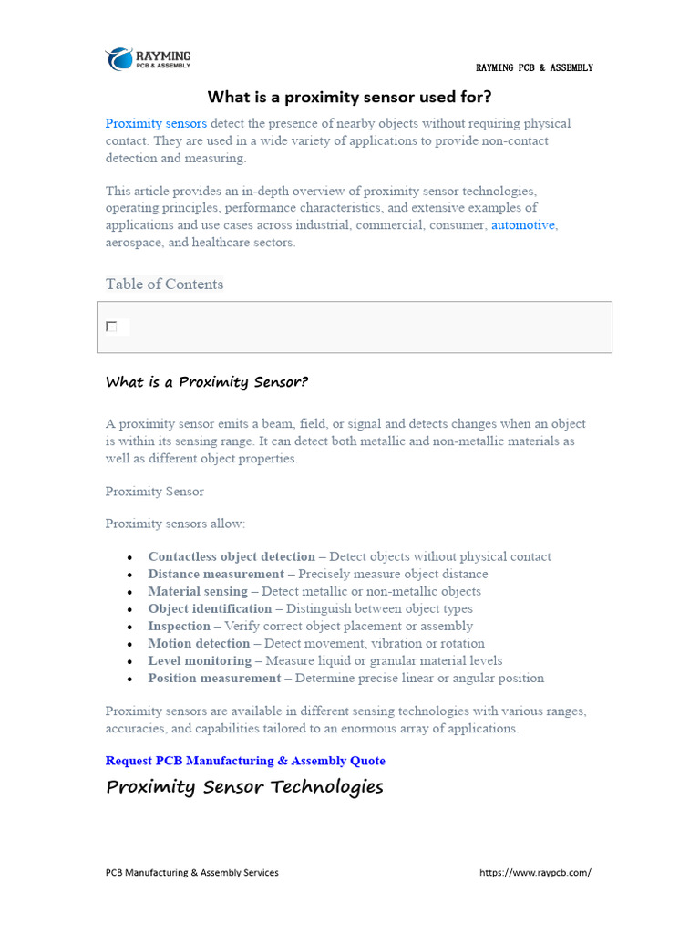 What Is A Proximity Sensor Used For | PDF | Sensor | Capacitor