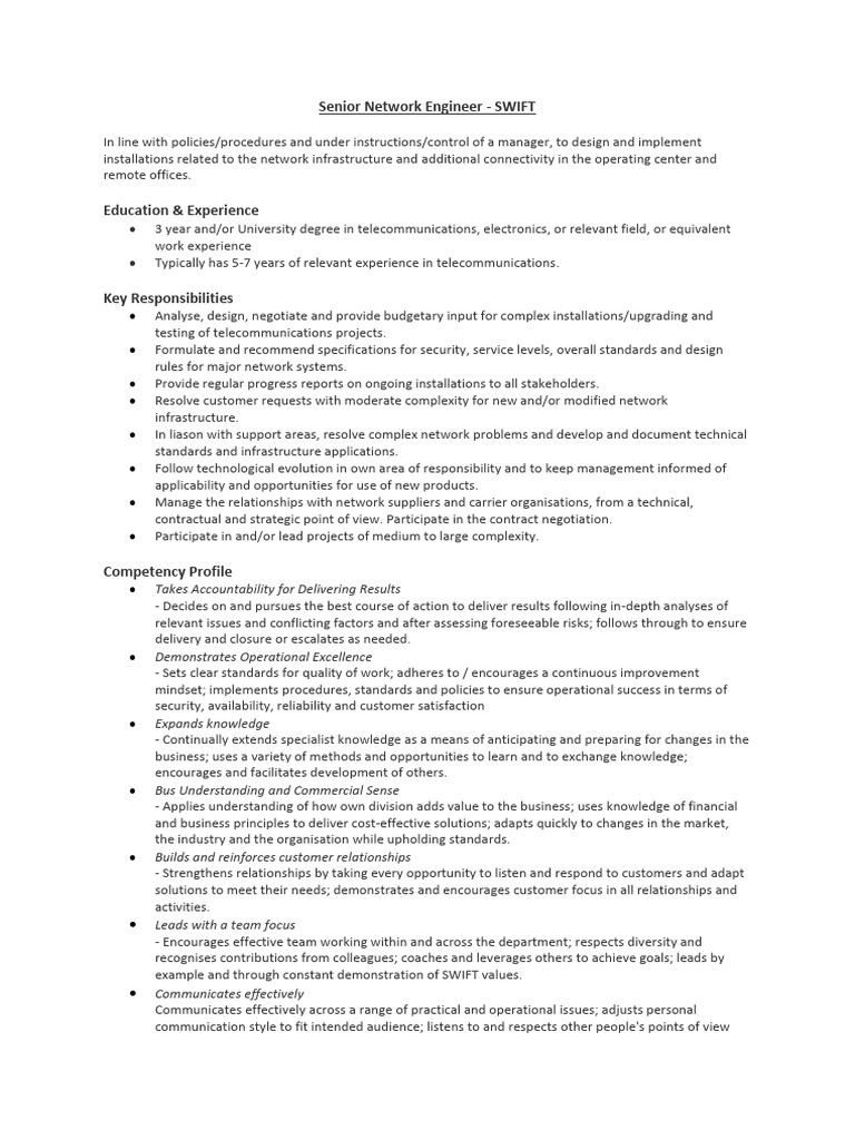 Senior Network Engineer | PDF | Computer Network | Router (Computing)