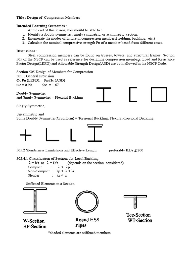 M3 Design of Compression Members | PDF | Buckling | Solid Mechanics
