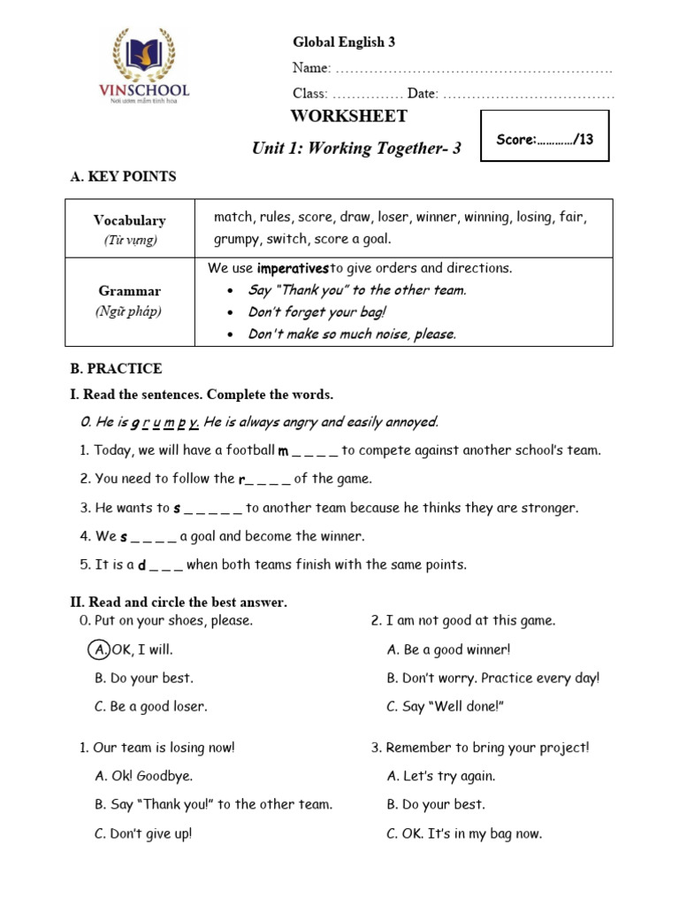 English Worksheet: Sports and Teamwork | PDF | Games & Activities ...
