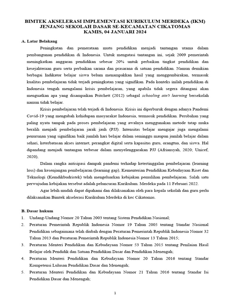 Laporan Kegiatan Bimtek Ikm Kecamatan Cikatomas | PDF | Seni