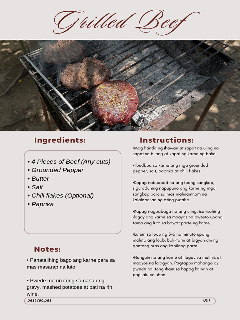 Grey Red Brown Minimalist Cheesecake Recipe Card | PDF