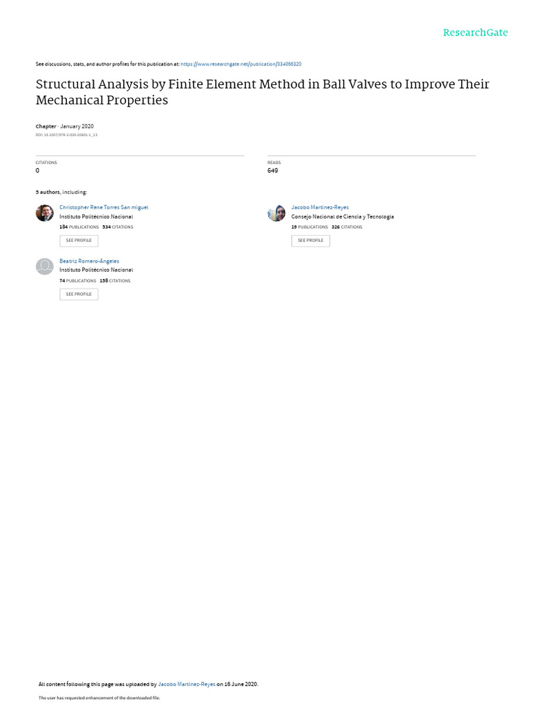 Structural Analysis by Finite Element Method in Ball Valves To Improve Their Mechanical ...