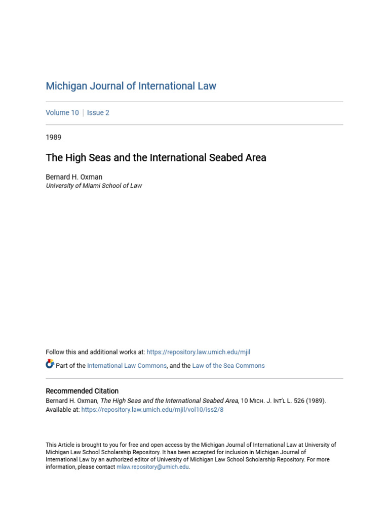 The High Seas and The International Seabed Area | PDF | Territorial ...