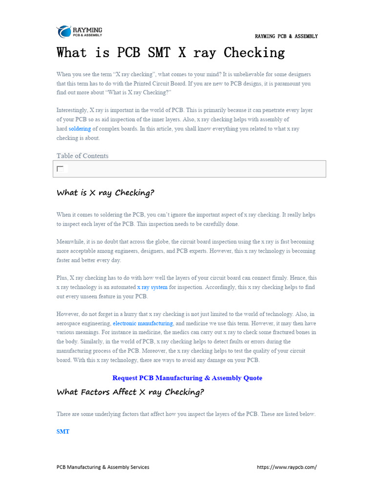 What is PCB SMT X Ray Checking | PDF | Printed Circuit Board | X Ray