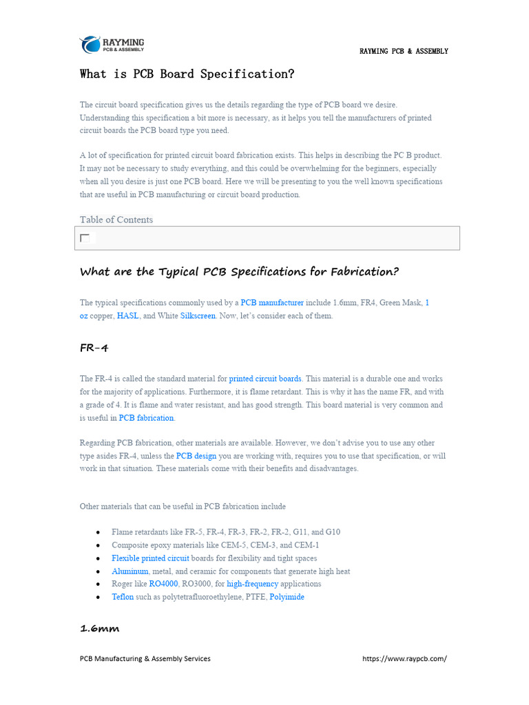What is PCB Board Specification | PDF | Printed Circuit Board | Electronics