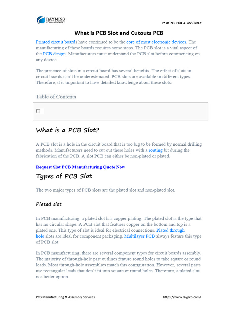 What Is PCB Slot and Cutouts PCB | PDF | Printed Circuit Board ...