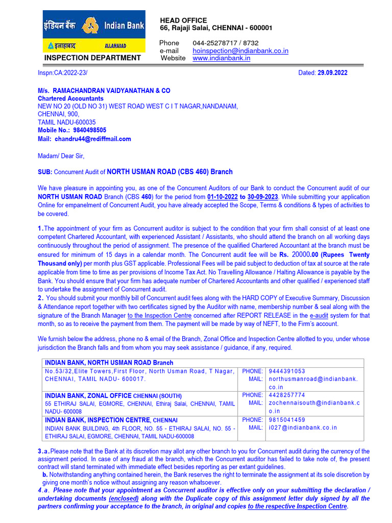 Mail Merge Assignment Letter Ann. CAs | PDF | Audit | Accountant