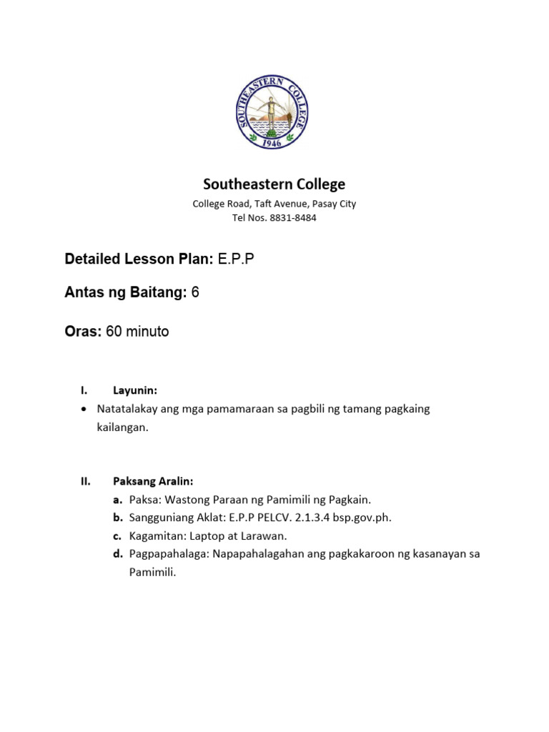 E.P.P Lesson Plan Rodriguez | PDF