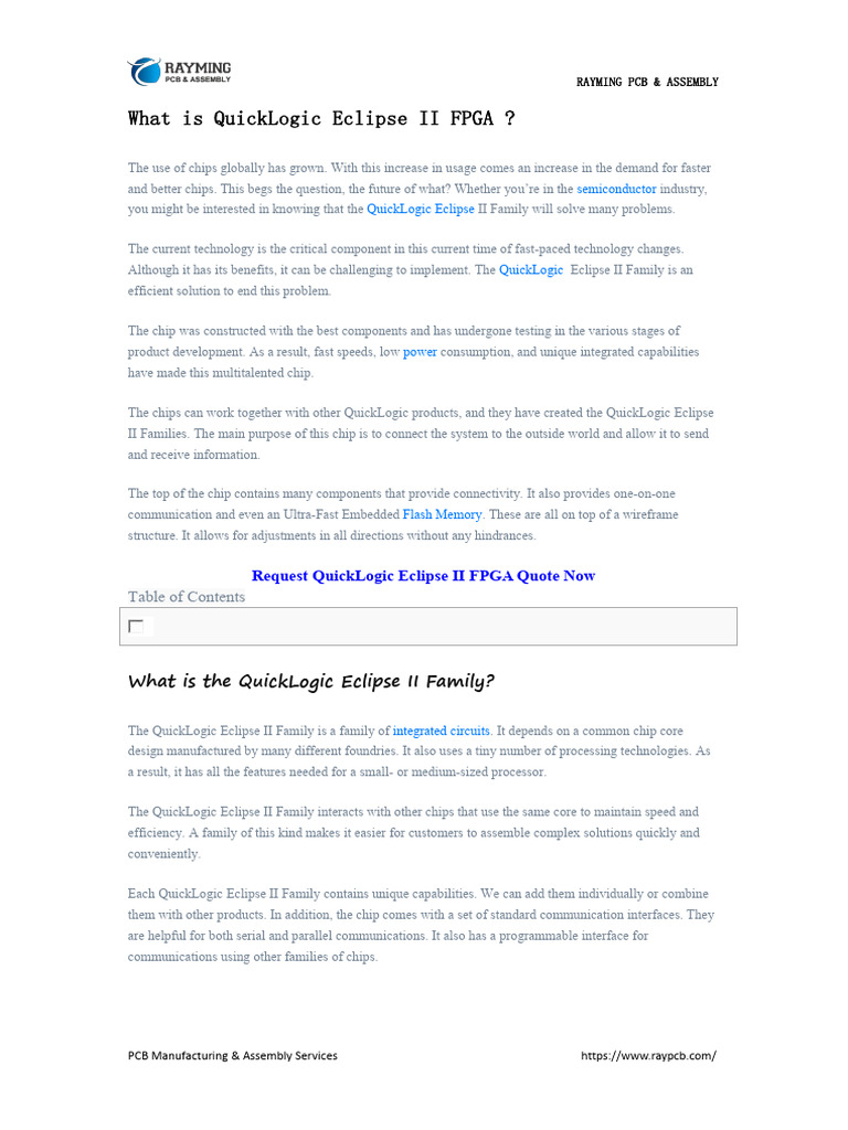What Is QuickLogic Eclipse II FPGA | PDF | System On A Chip | Embedded System