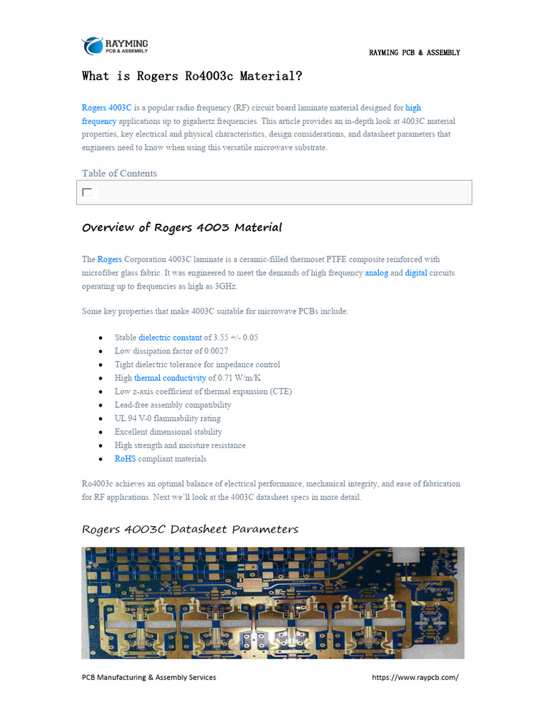 What Is Rogers Ro4003c Material | PDF | Printed Circuit Board ...