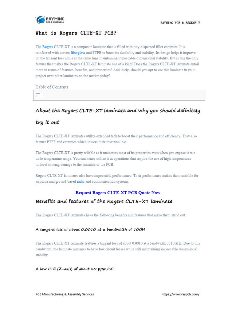 What is Rogers Clte-xt Pcb | PDF | Printed Circuit Board | Strength Of ...