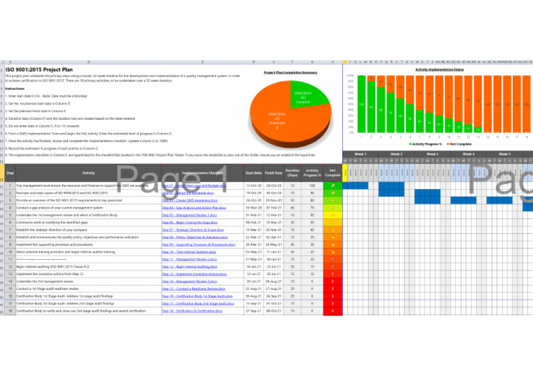 ISO 9001 Project Plan Sample Large | PDF