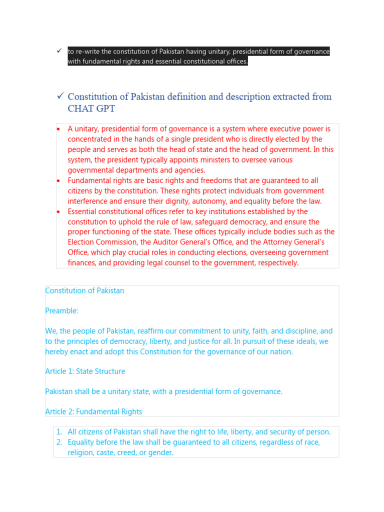Constitution of Pakistan | PDF | Parliament Of Pakistan | American ...