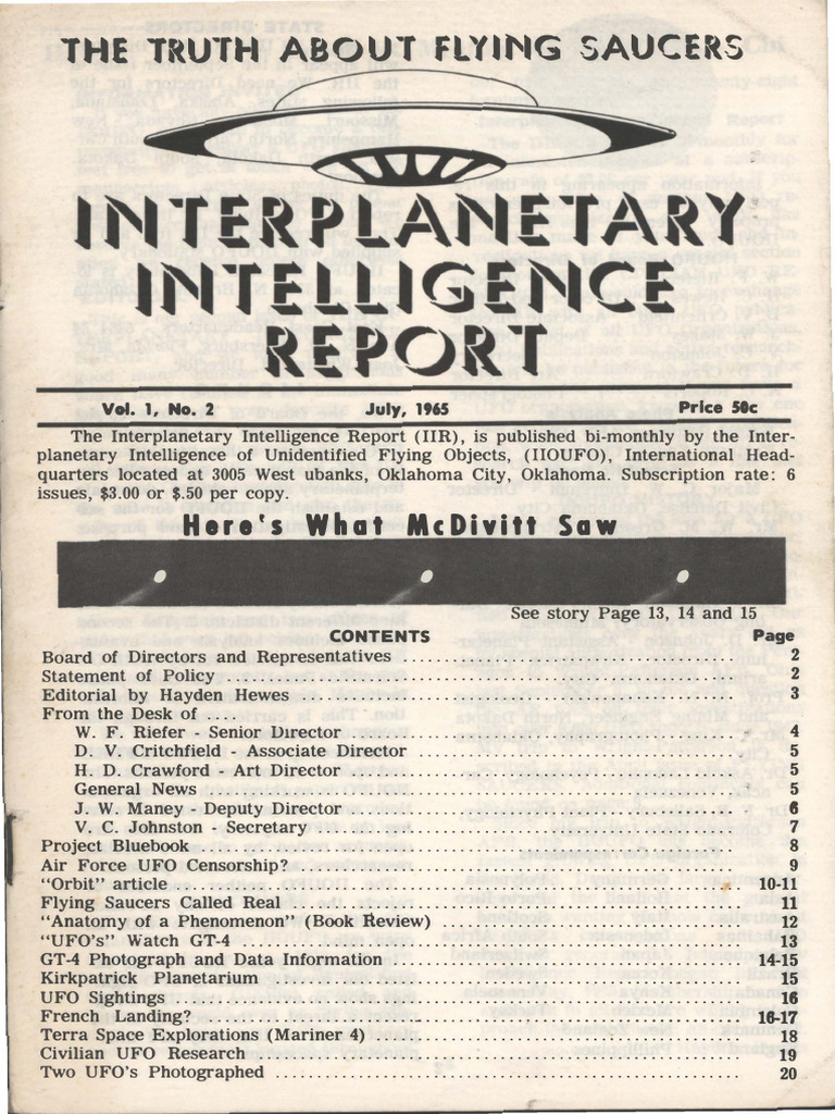 Interplanetary Intelligence Report - Vol 1 No 2 | PDF | Ufology ...