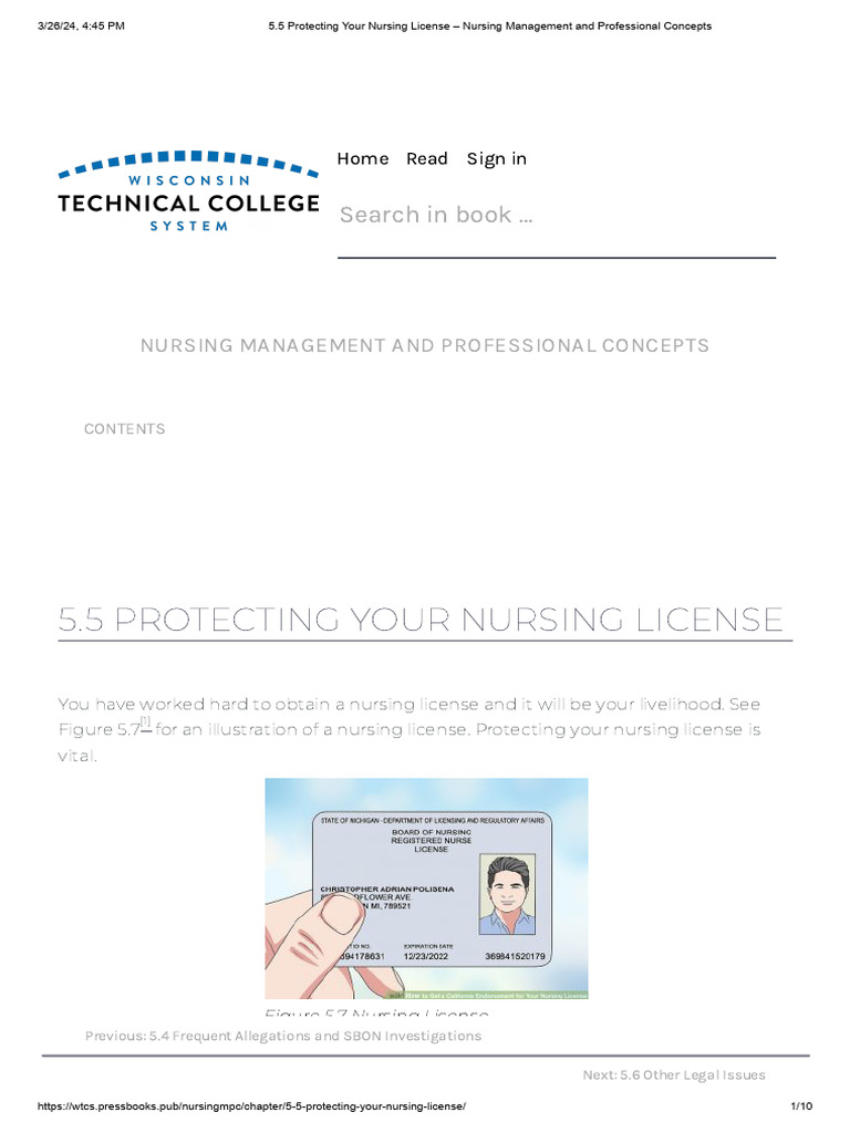 5.5 Protecting Your Nursing License - Nursing Management and ...