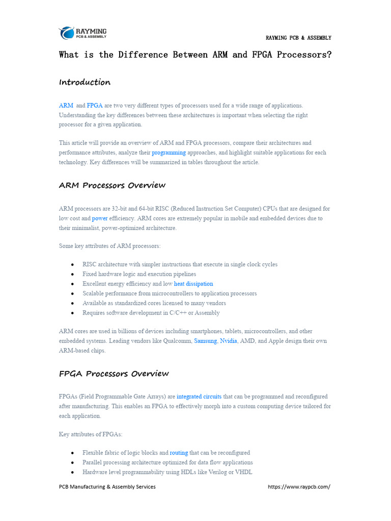 What Is The Difference Between ARM and FPGA Processors | PDF | Field Programmable Gate Array ...