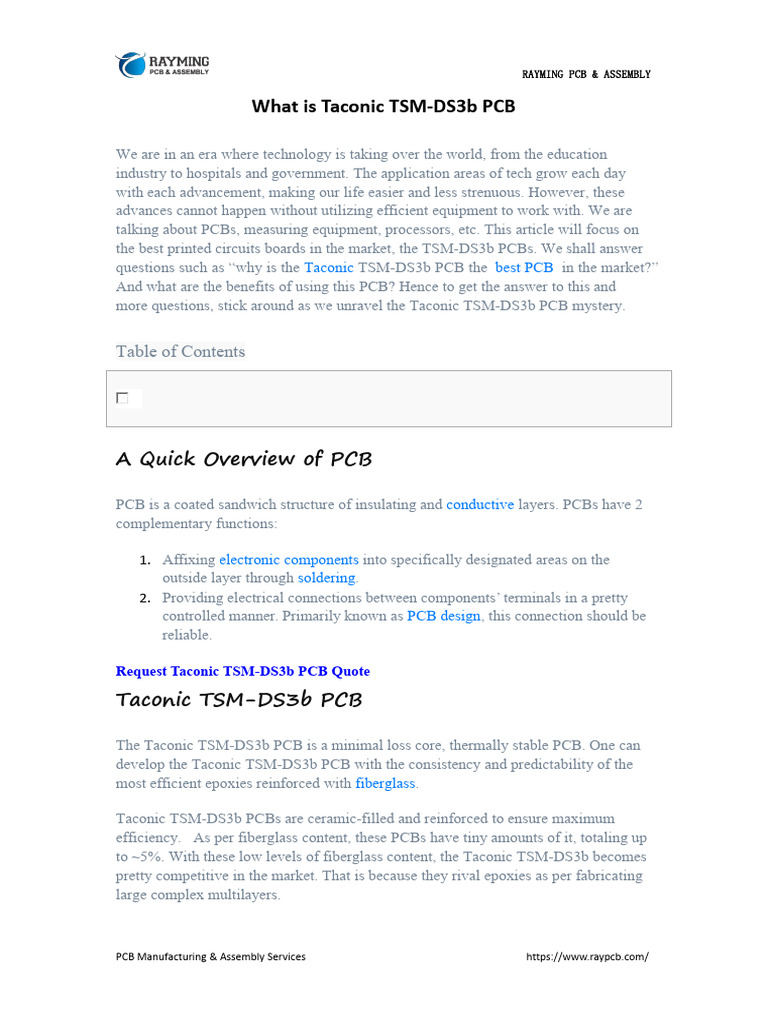 What Is Taconic TSM-DS3b PCB | PDF | Printed Circuit Board | Materials