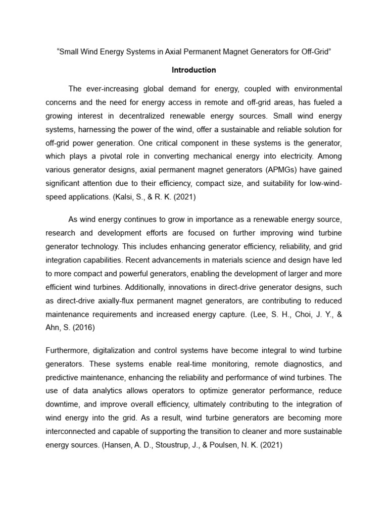 Axial Permanent Magnet Genrator Final | PDF | Electric Generator | Wind ...