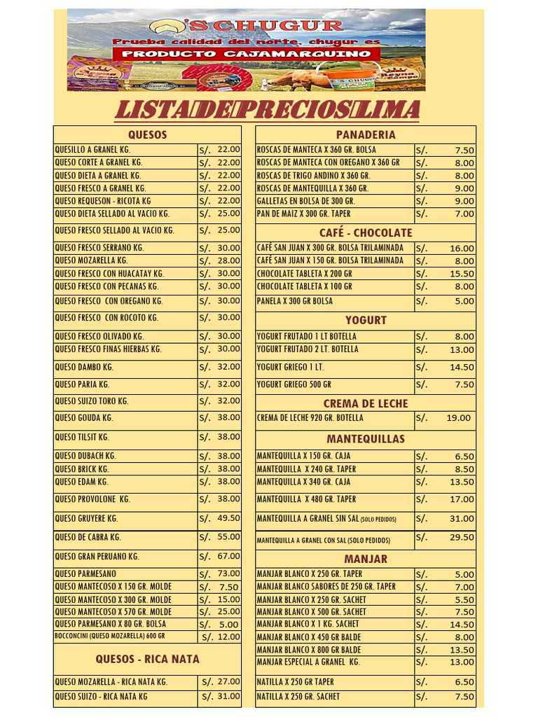Precios Actualizados (29-02-2024) | PDF | Queso | Alimentos