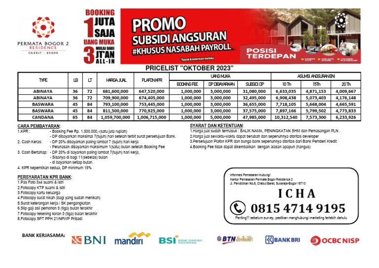 Pricelist Okt Icha Rumah | PDF