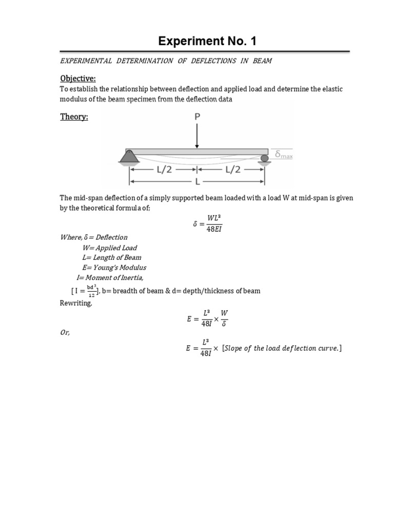 Deflection of Beam | PDF | Beam (Structure) | Young's Modulus