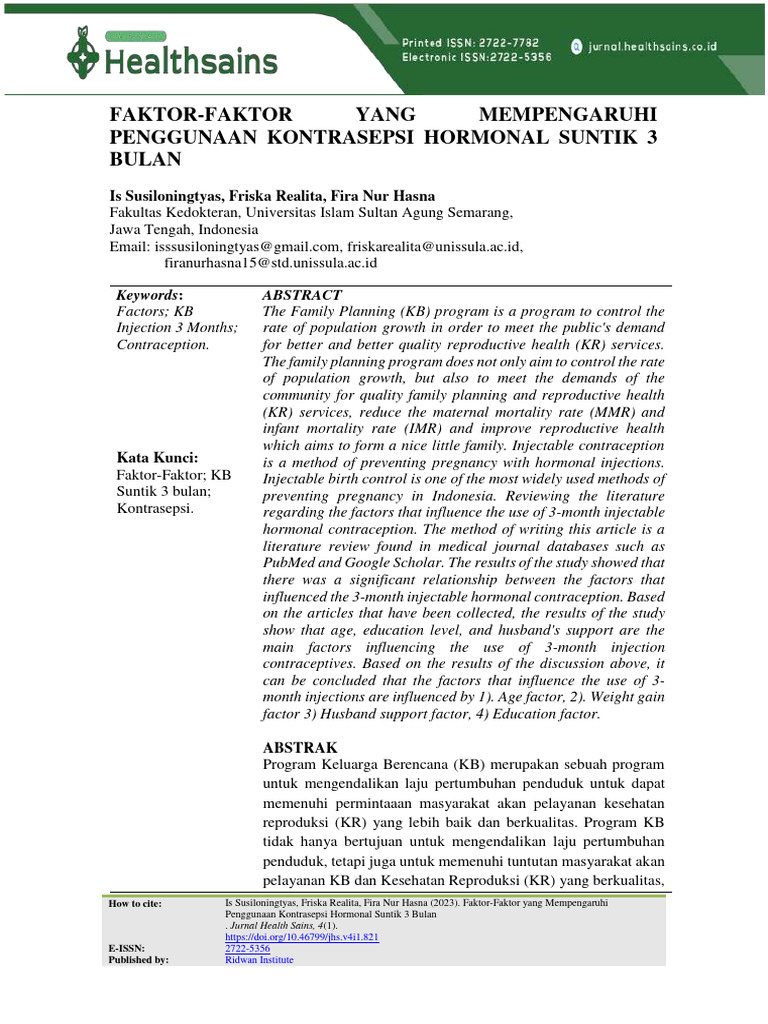 821-Article Text-5750-1-10-20230119 | PDF | Family Planning | Birth Control