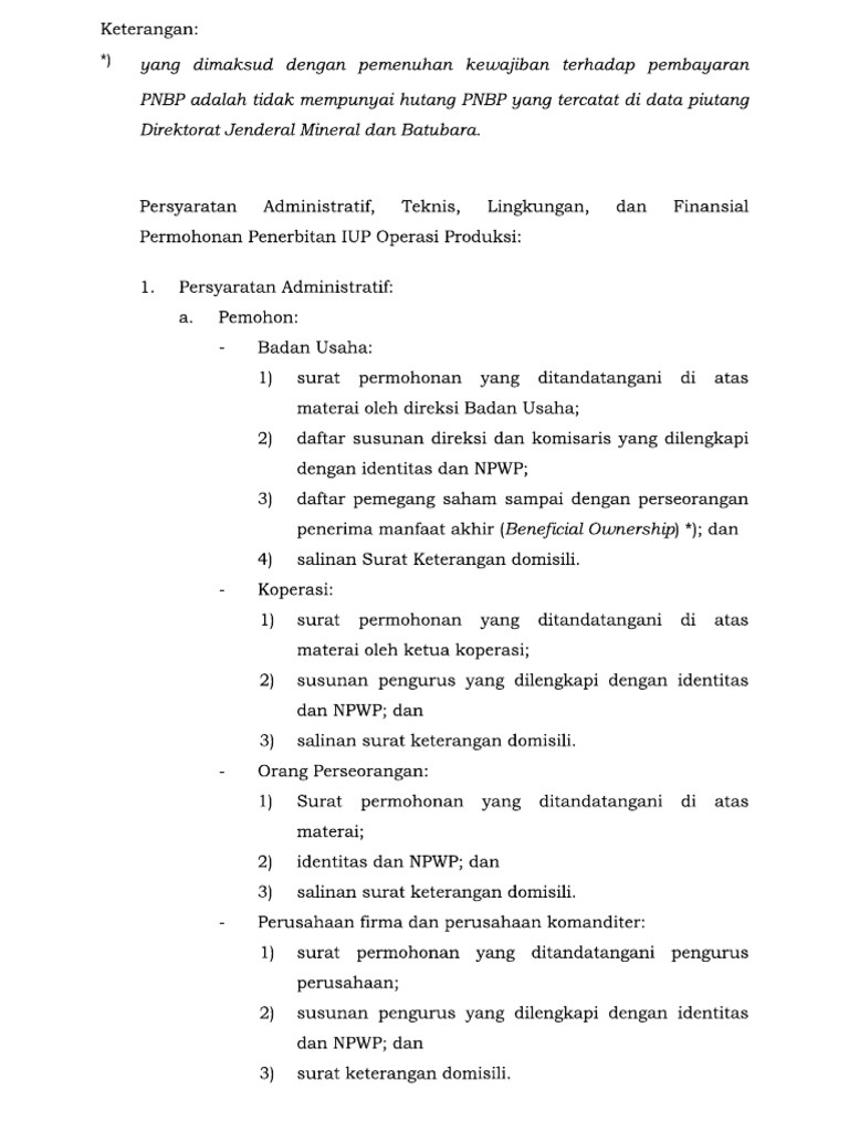Persyaratan Pengajuan IUP OP | PDF