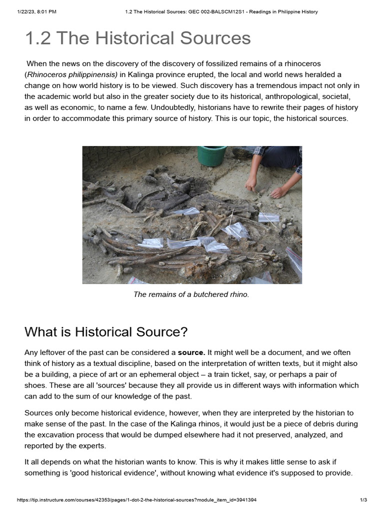 1.2 The Historical Sources - GEC 002-BALSCM12S1 - Readings in ...